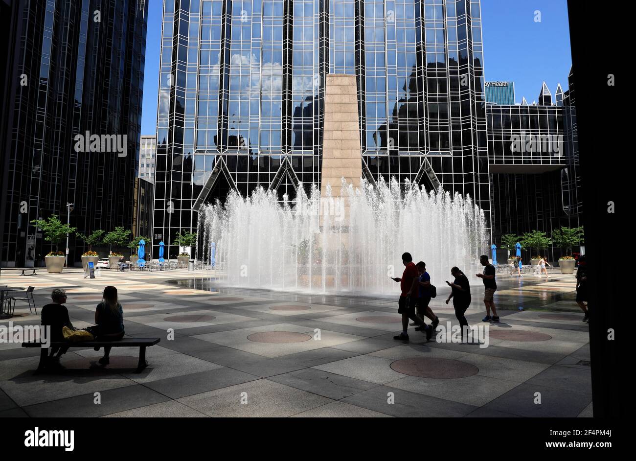 Fountain in the public plaza of PPG Place in Downtown Pittsburgh ...