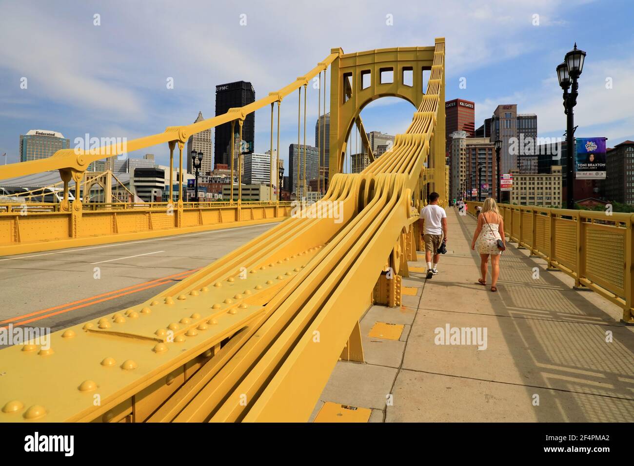 Pedestrians on the Andy Warhol Bridge aka Seventh Street Bridge with ...