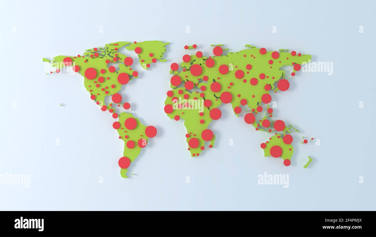 World map coronavirus outbreak. COVID-19 virus on white background. red ...