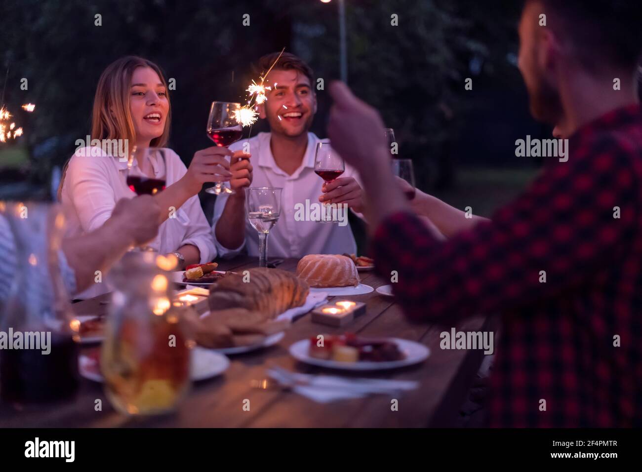 french dinner party on summer Stock Photo - Alamy
