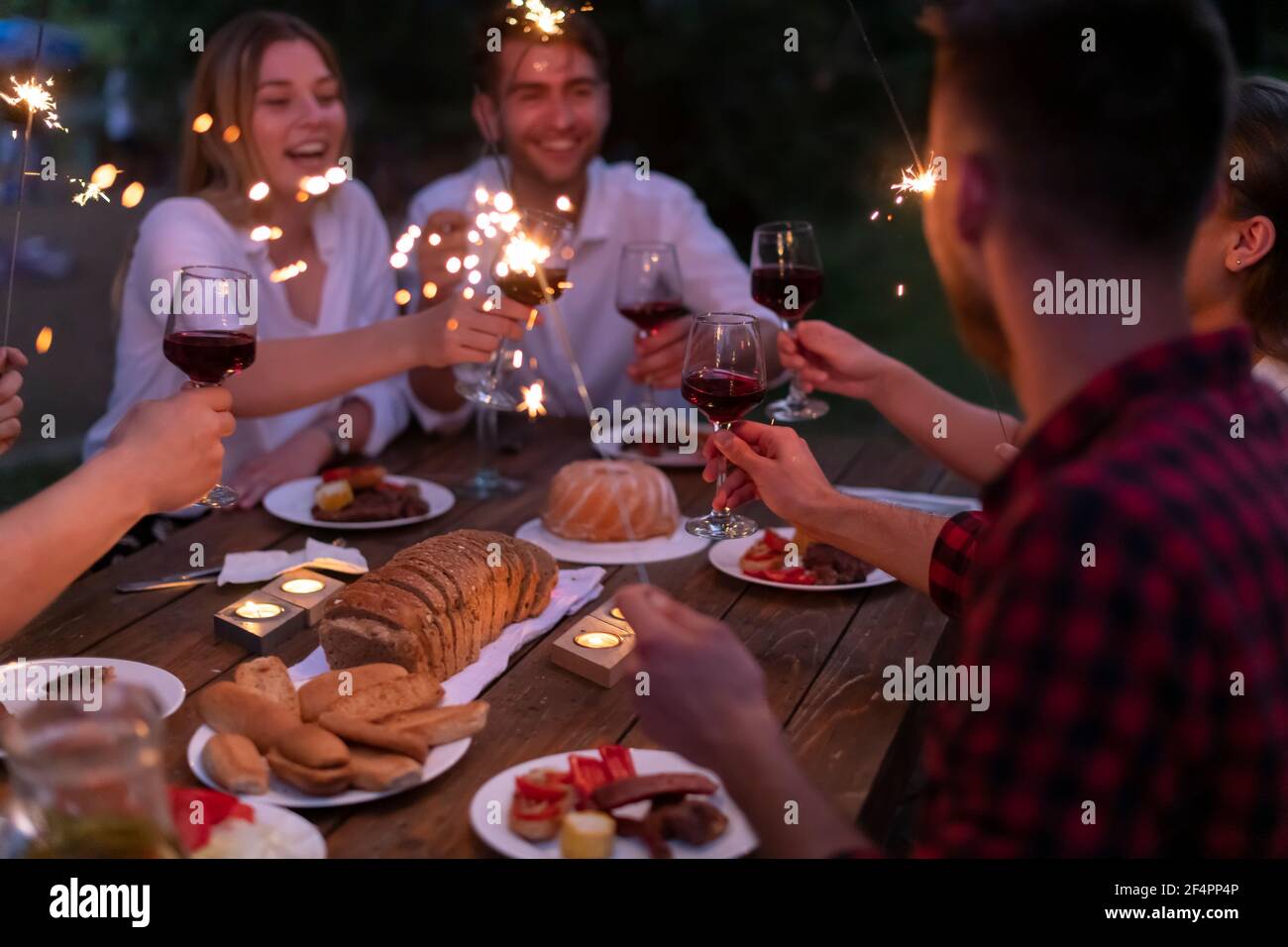 french dinner party on summer Stock Photo - Alamy