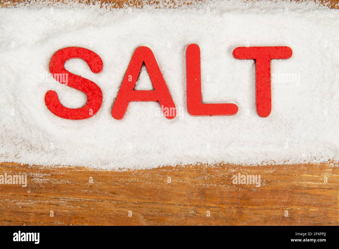 word salt written in red on the product formed a band Stock Photo - Alamy
