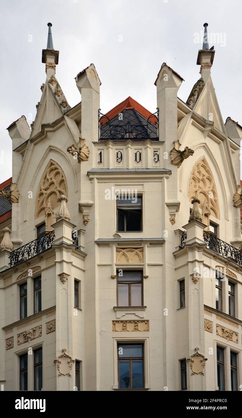 Beautiful building details in the historic center of Brno, Czech ...
