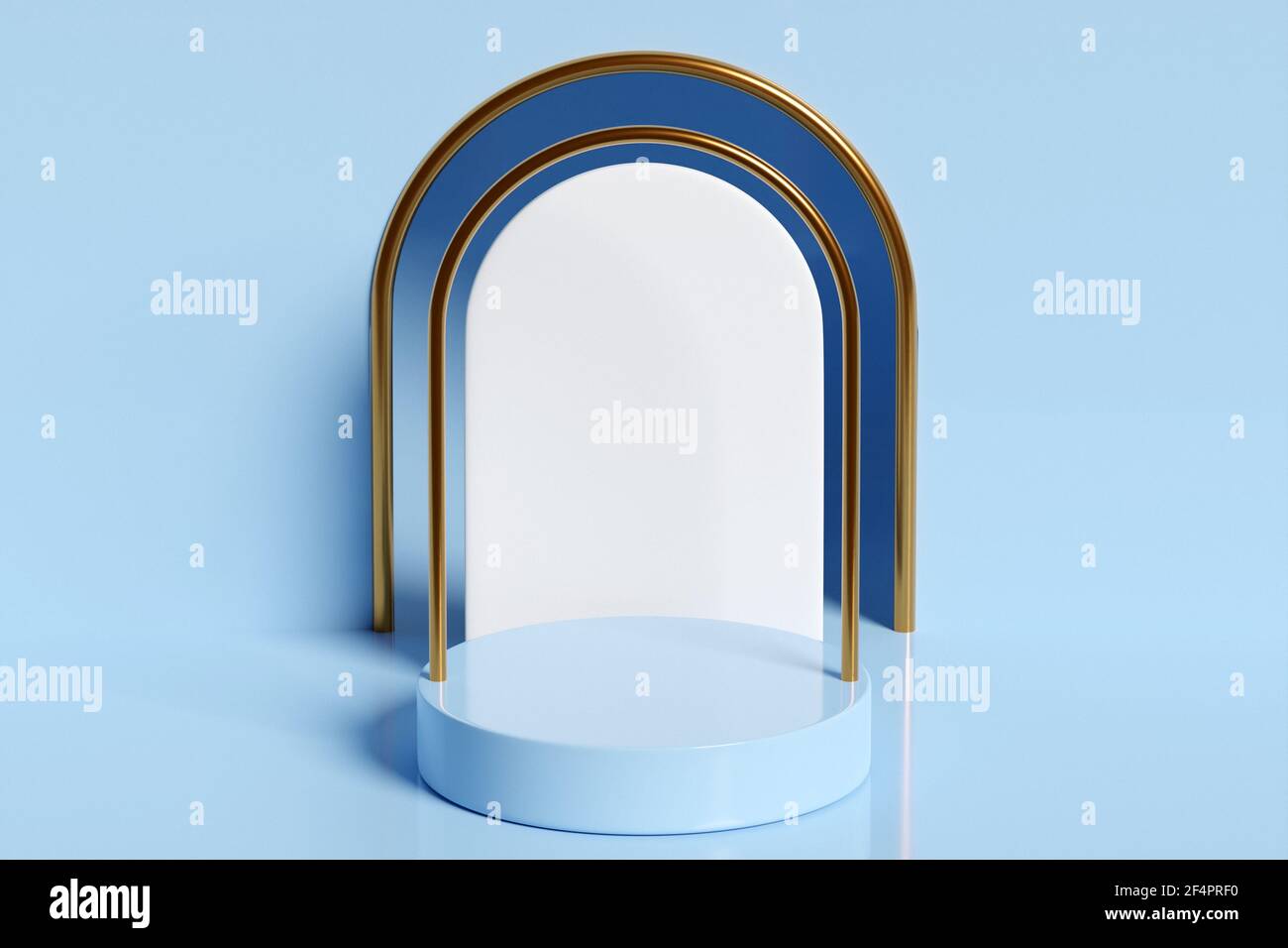 3d illustration of a scene from a circle with round arch at the back on ...