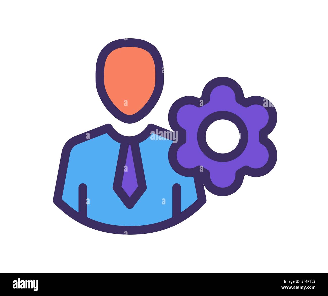 setting employee gear single isolated icon with filled line style ...