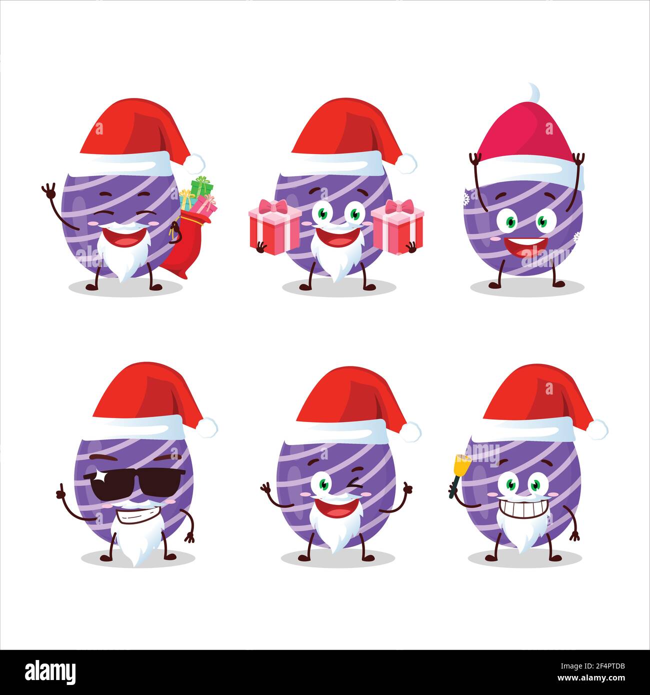 Santa Claus emoticons with purple easter egg cartoon character. Vector ...