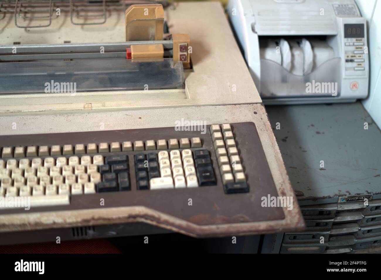 Vintage 50s Bank Office with Retro Calculation Equipment and banking ...