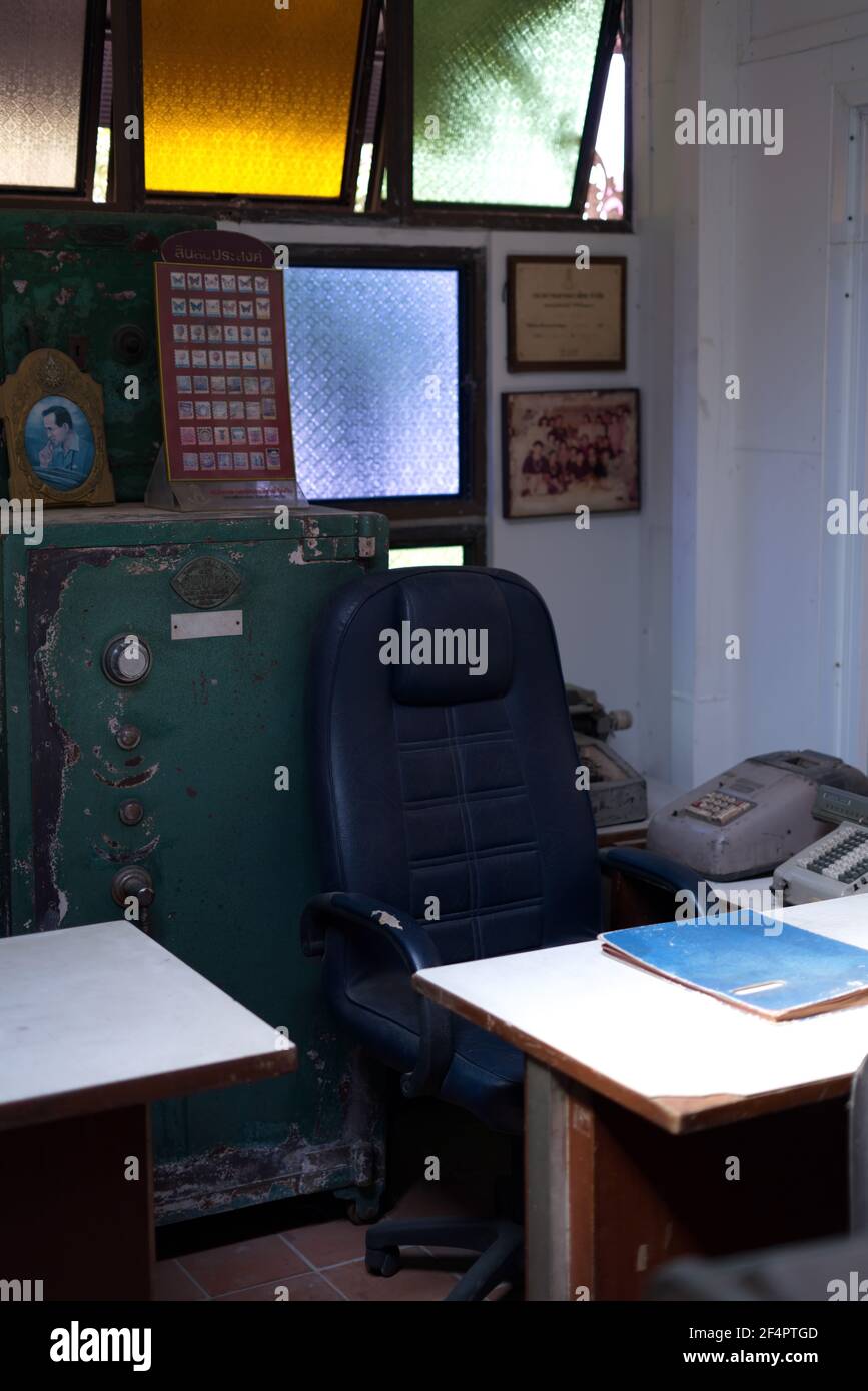 Vintage 50s Bank Office with Retro Calculation Equipment and banking ...