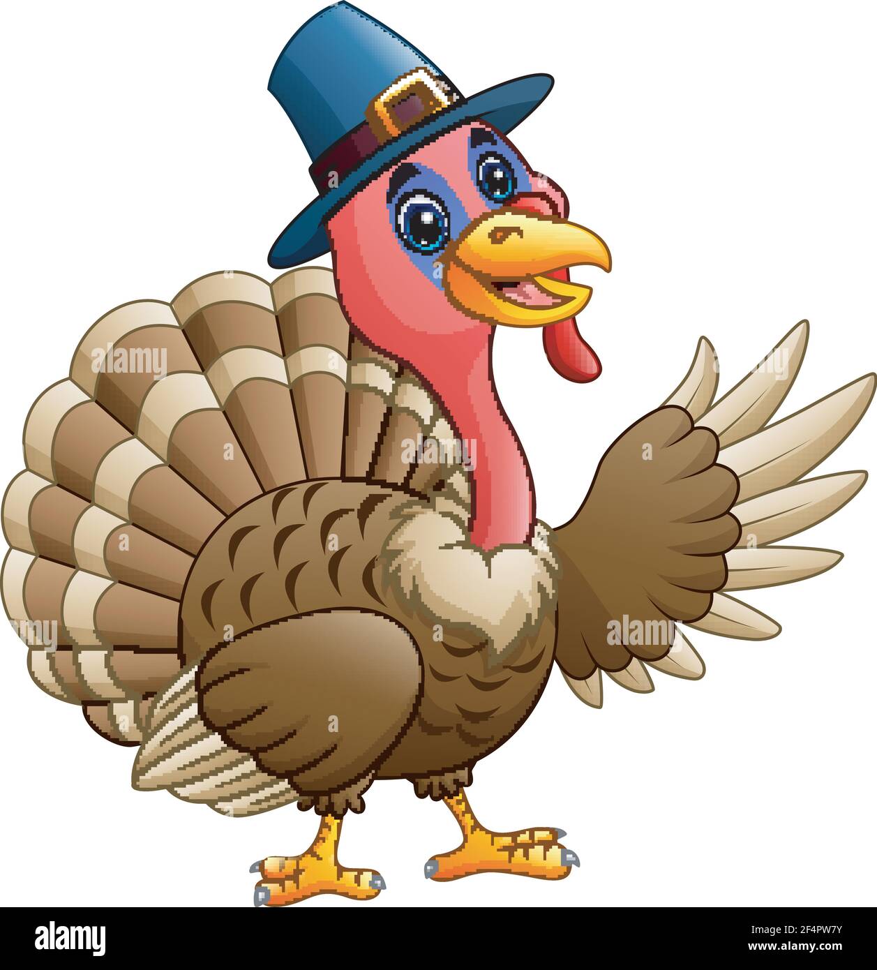 Vector illustration of Cartoon happy turkey presenting Stock Vector ...