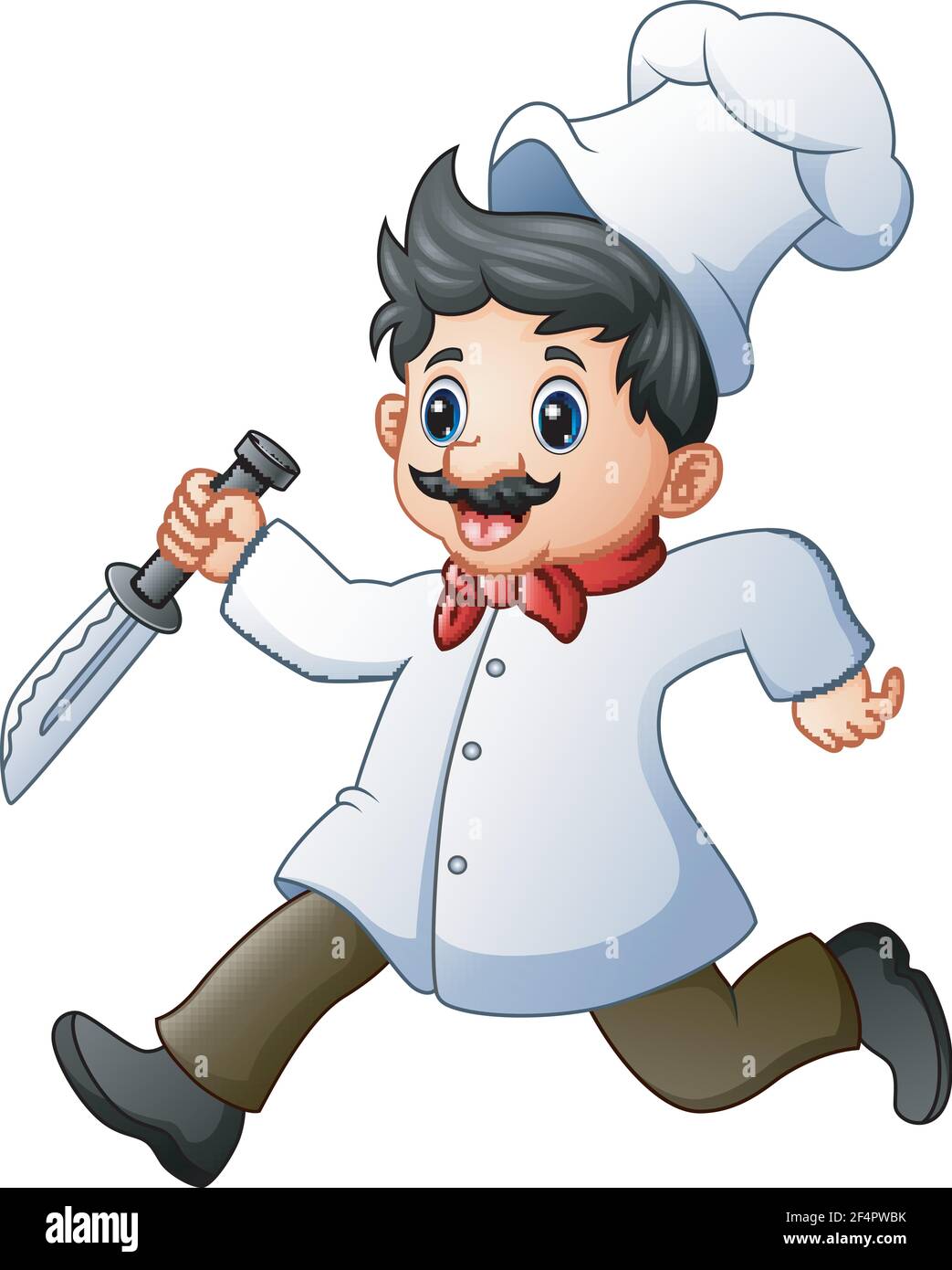 Vector illustration of Cartoon chef running with a knife Stock Vector ...