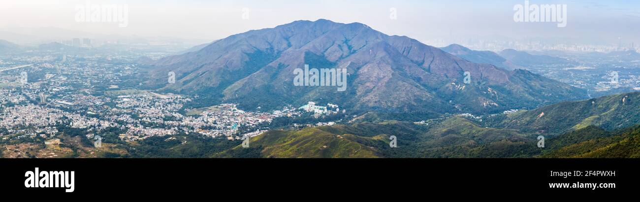 Aerial Panorama of village in Yuen Long, Hong Kong, daytime outdoor ...