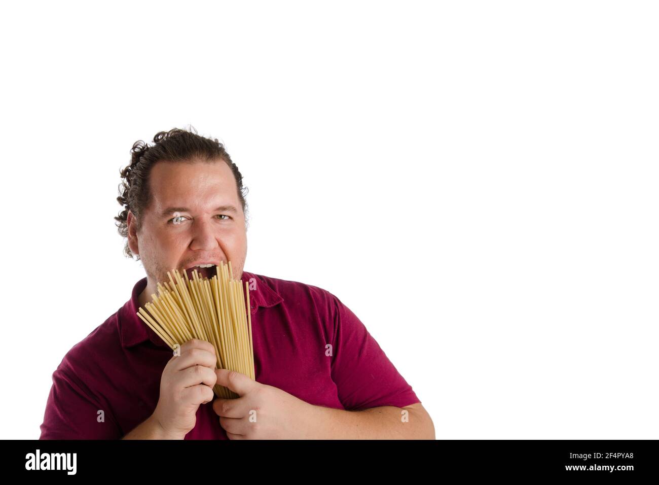 Funny fat cook. White background Stock Photo - Alamy
