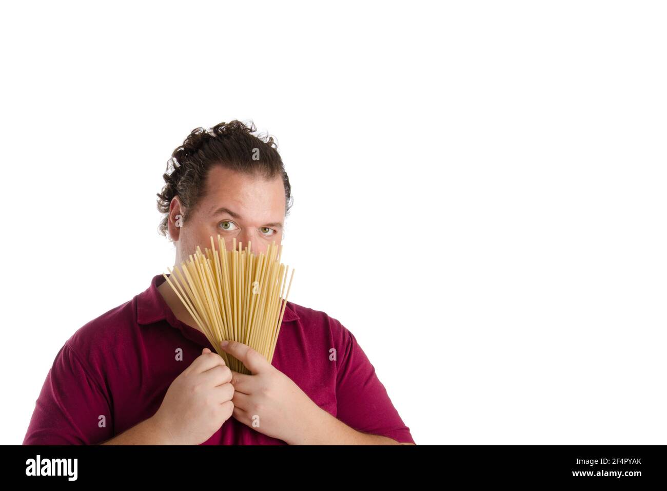 Funny fat cook. White background Stock Photo - Alamy