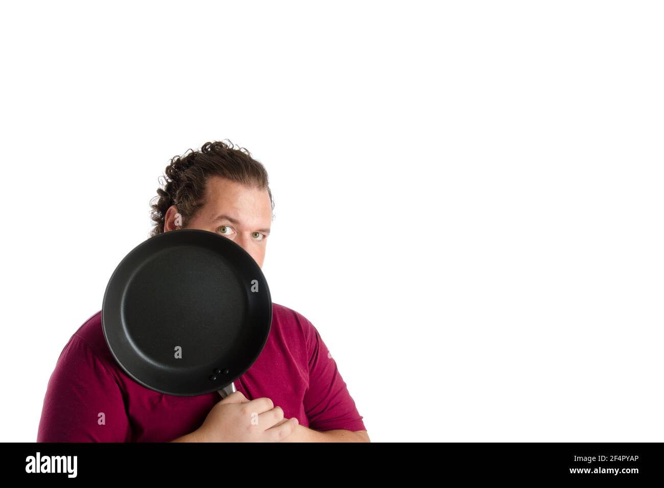 Funny fat cook. White background Stock Photo - Alamy