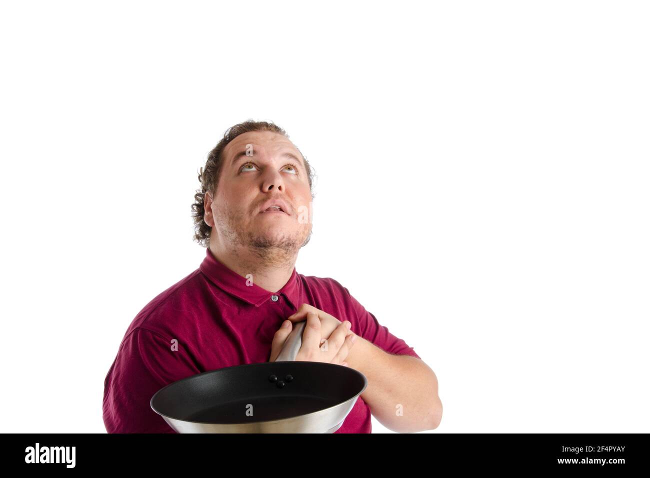 Funny fat cook. White background Stock Photo - Alamy