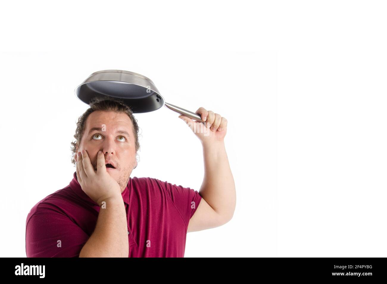 Funny fat cook. White background Stock Photo - Alamy