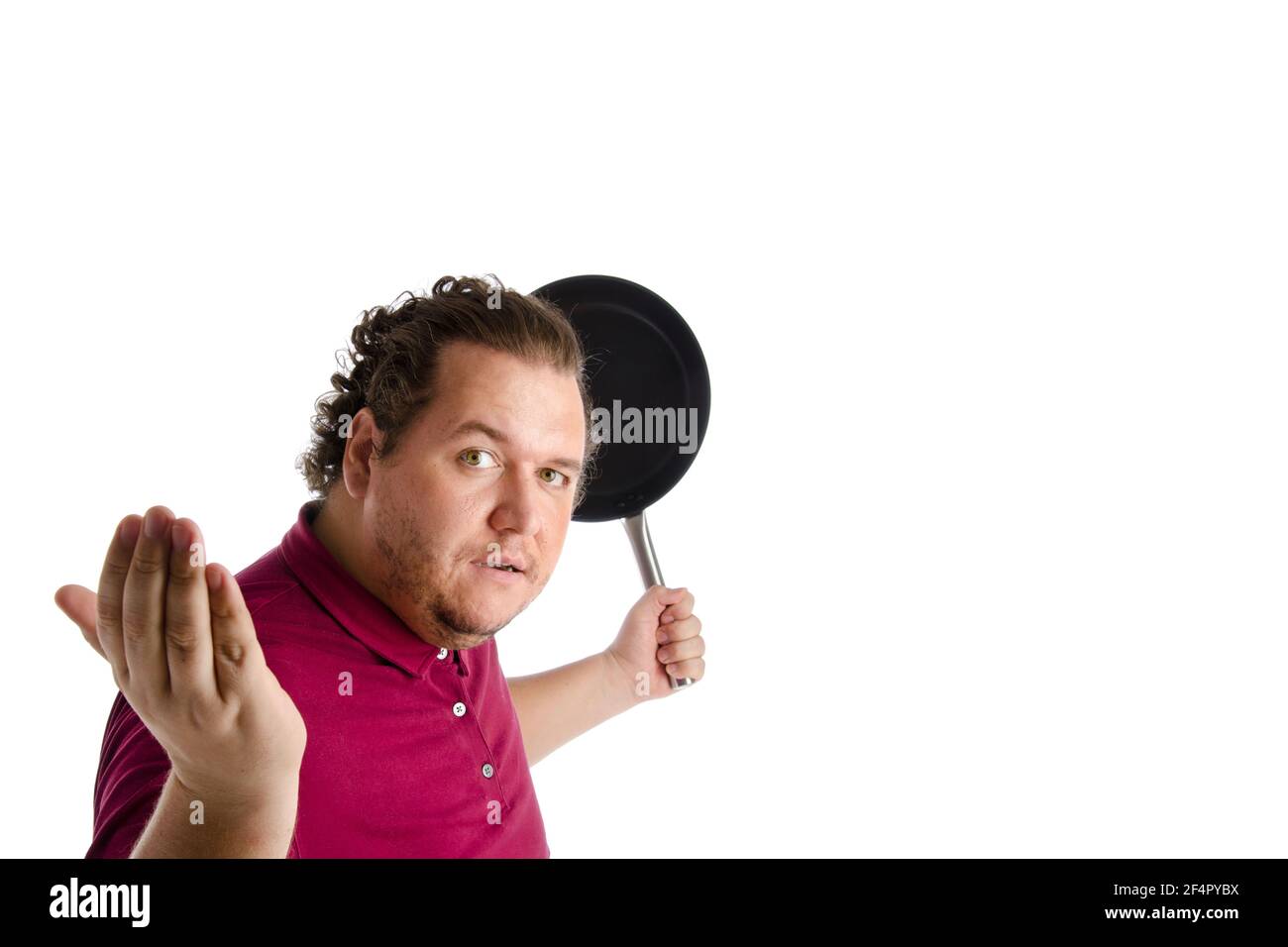 Funny fat cook. White background Stock Photo - Alamy