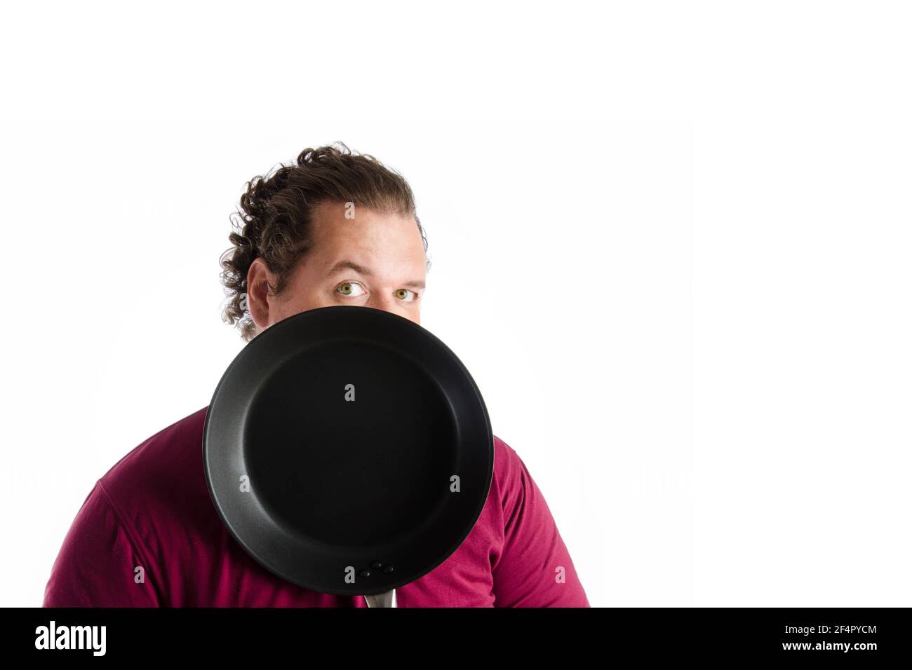 Funny fat cook. White background Stock Photo - Alamy