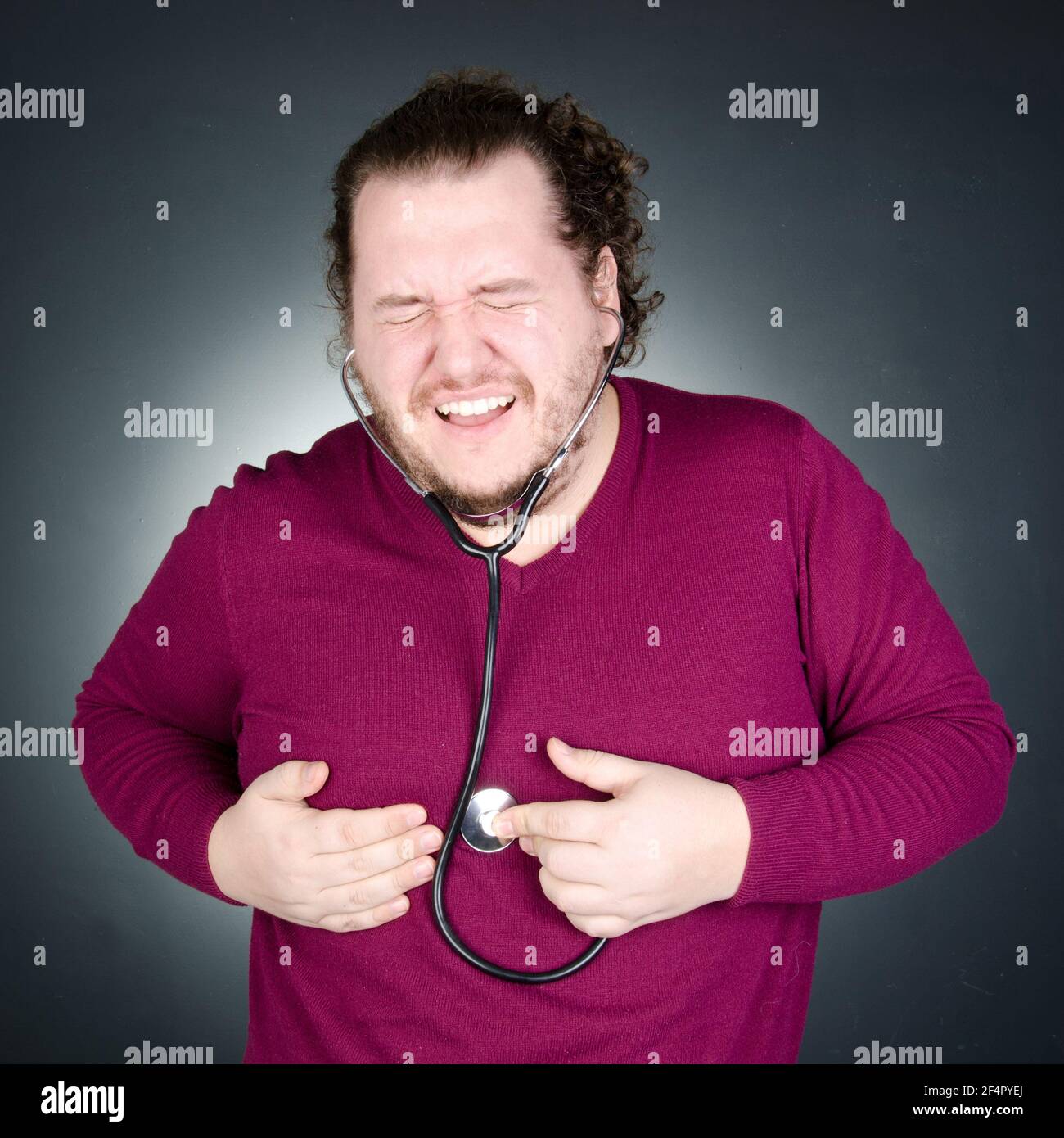 Funny fat cook. White background Stock Photo - Alamy