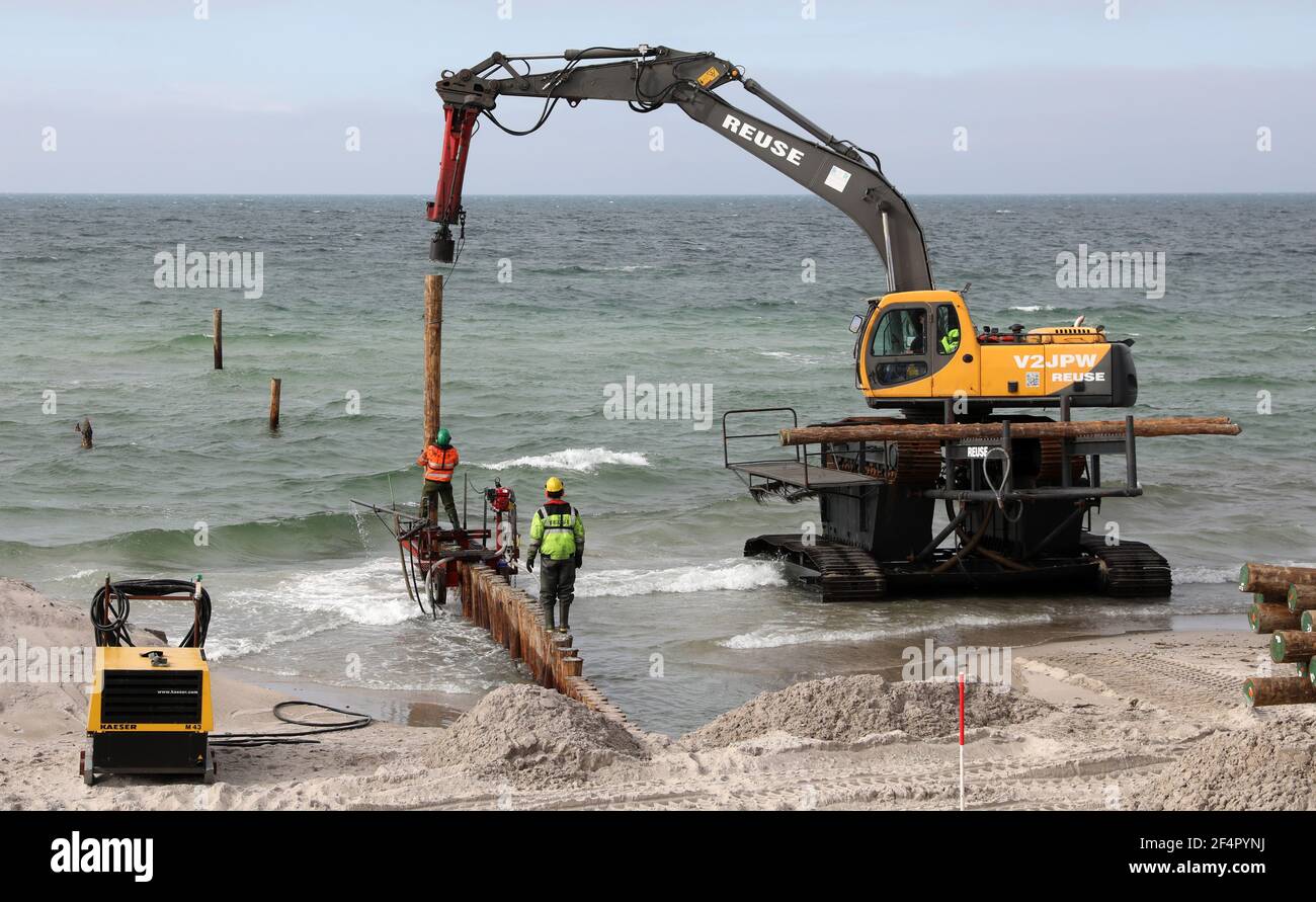 Ahrenshoop, Germany. 22nd Mar, 2021. Heavy technology is being used to ...