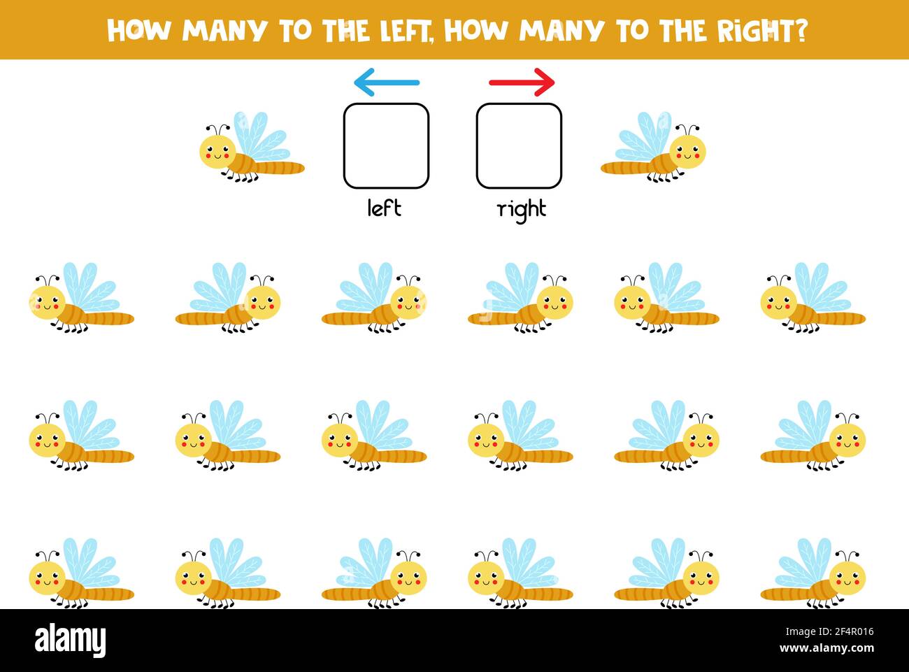 Left or right with cute dragonfly. Educational game to learn left and ...
