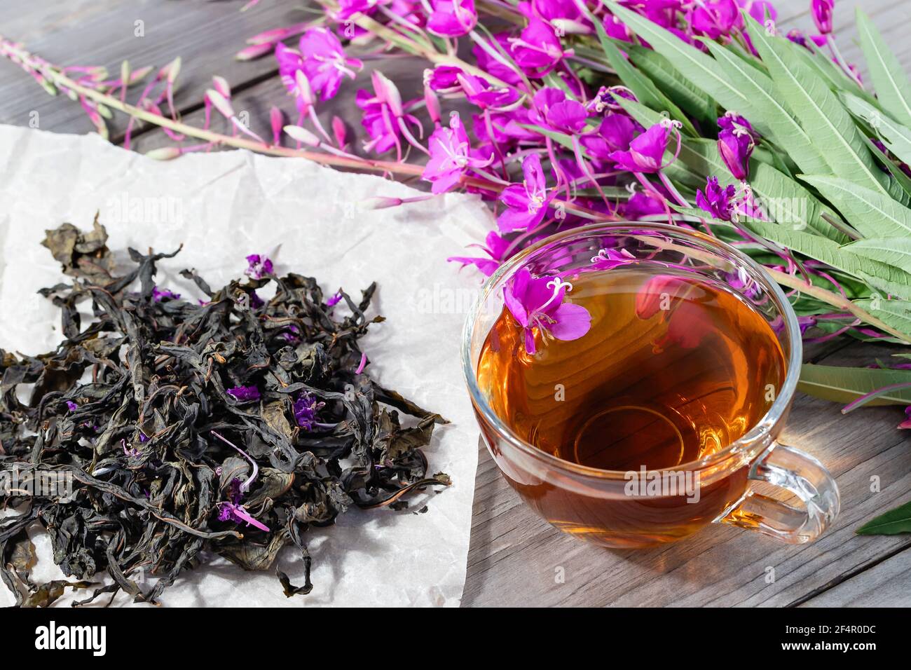 Herbal tea made from fireweed known as blooming sally in cup Stock ...