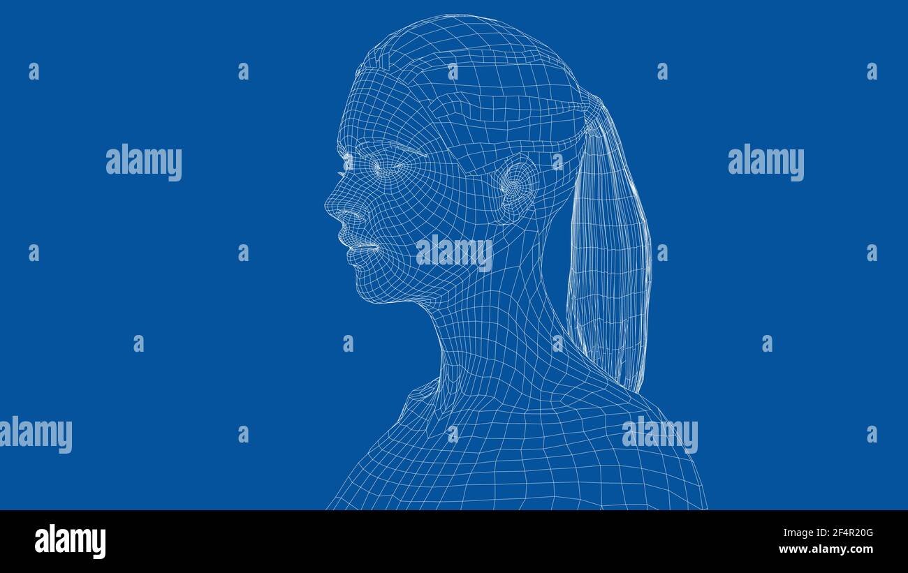 Wireframe portrait of a young beautiful girl Stock Vector Image & Art ...