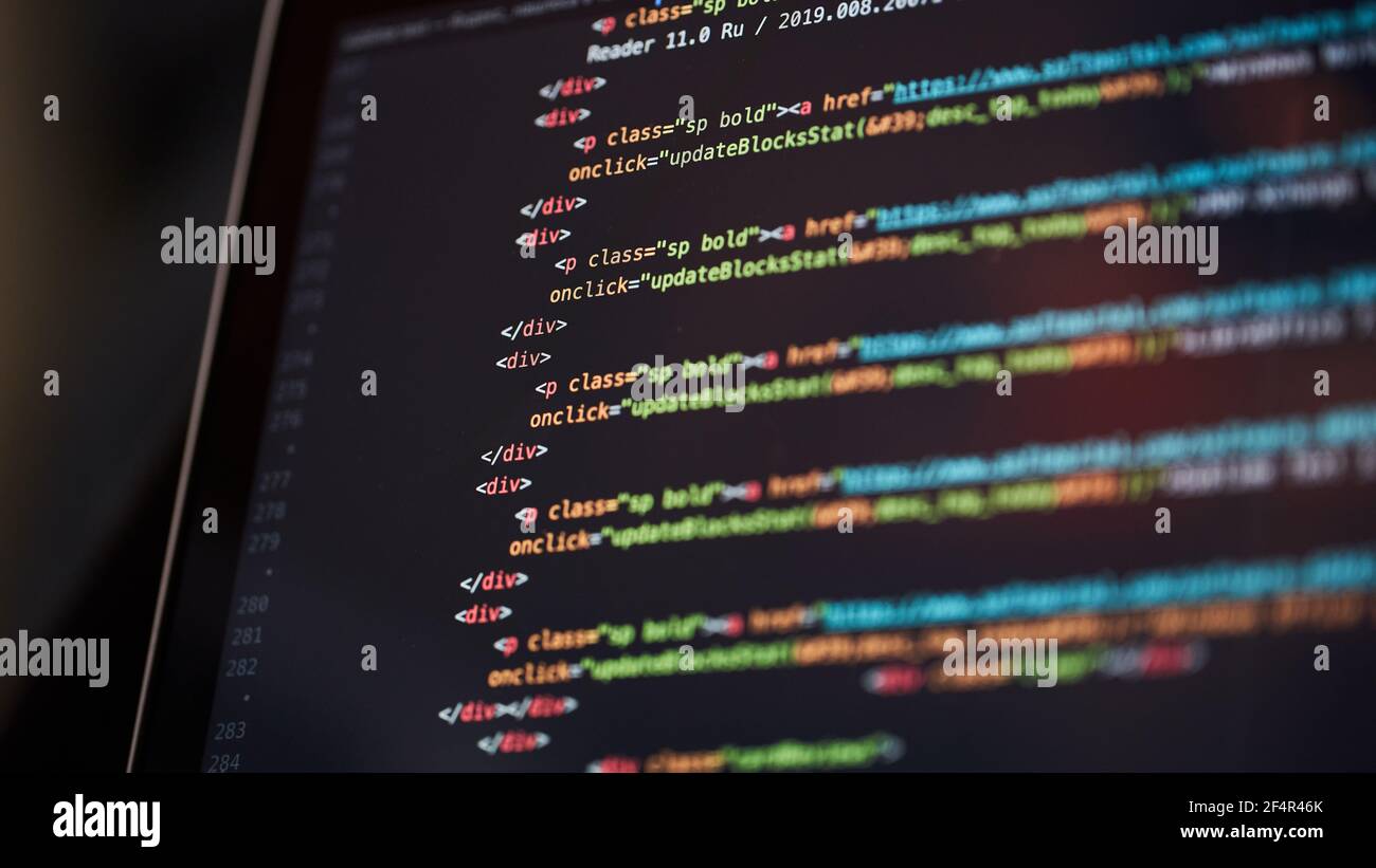 Programming code abstract background of software developer Stock Photo ...