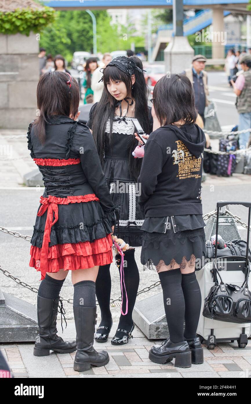 Three Japanese Gothic Lolitas congregated in Harajuku, Tokyo, Japan ...