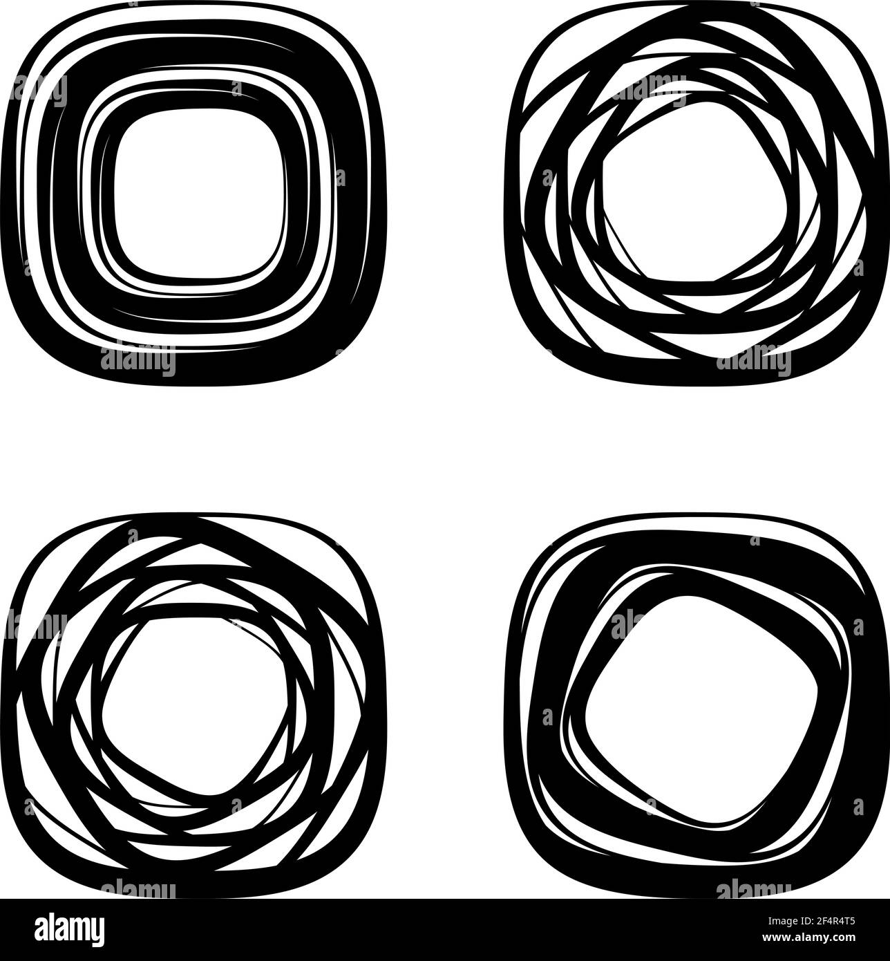 Geometric Concentric Shape Line Art Drawing Vector Illustration Stock ...