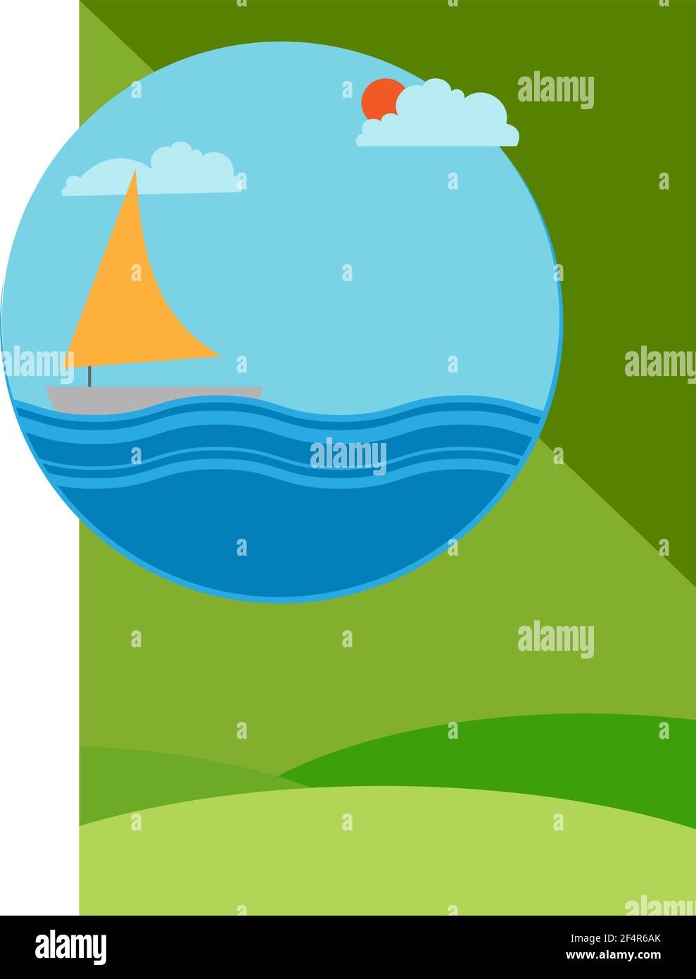 Sailboat Sailing on Wave Vector Illustration Stock Vector Image & Art ...