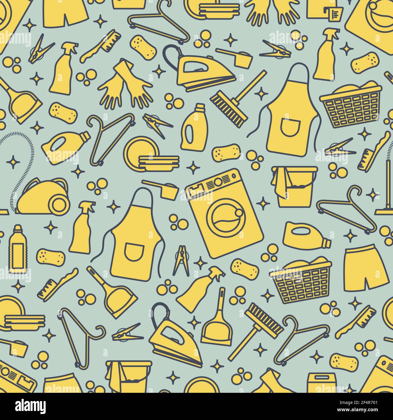 Vector Seamless pattern Illustration Cleaning Maid service Housekeeping ...