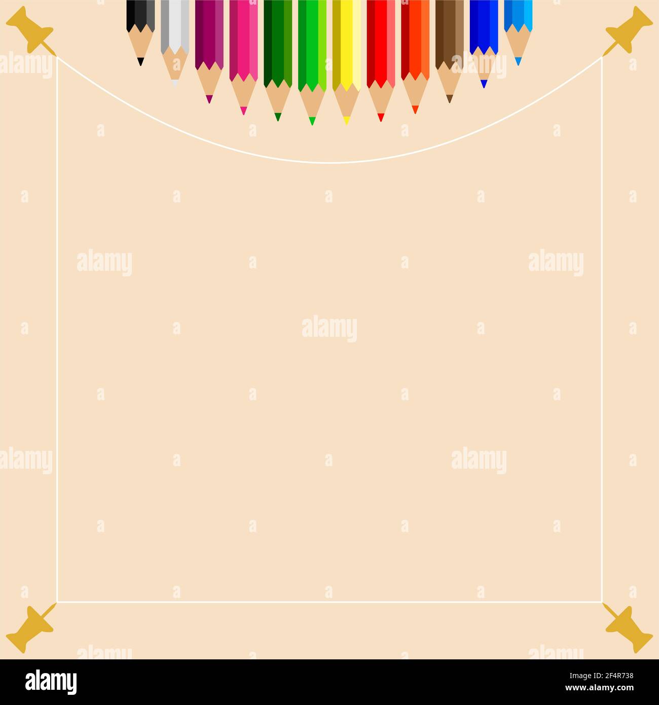 Color Pencils Set with Push Pin Vector Illustration Stock Vector Image ...