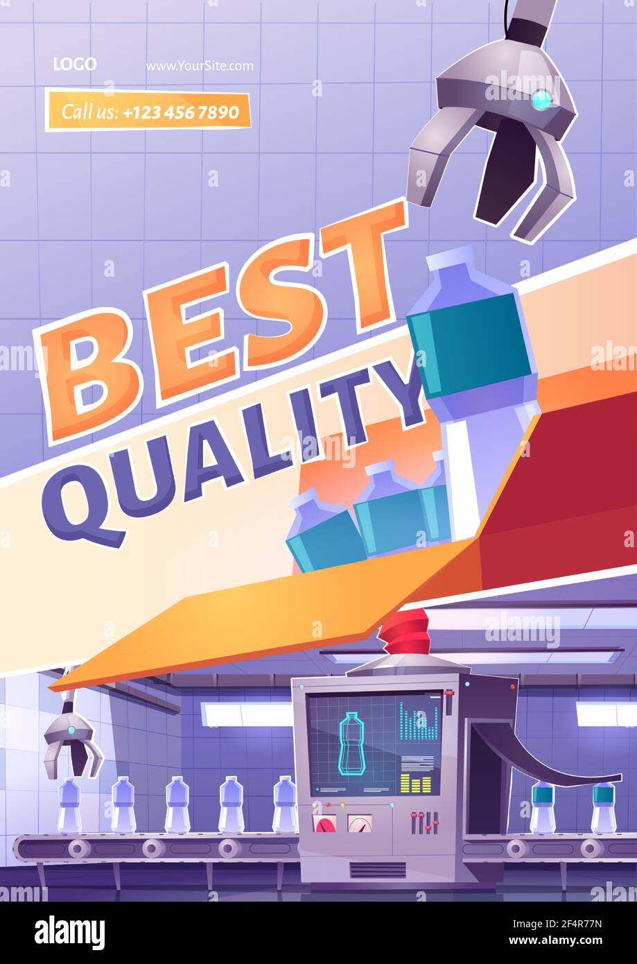 Best product quality cartoon ad poster, conveyor Stock Vector Image ...