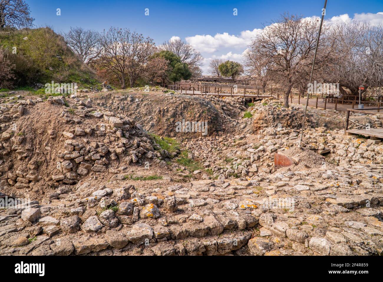 Walls, ruins and remains of the ancient Greek city of Troy in the ...