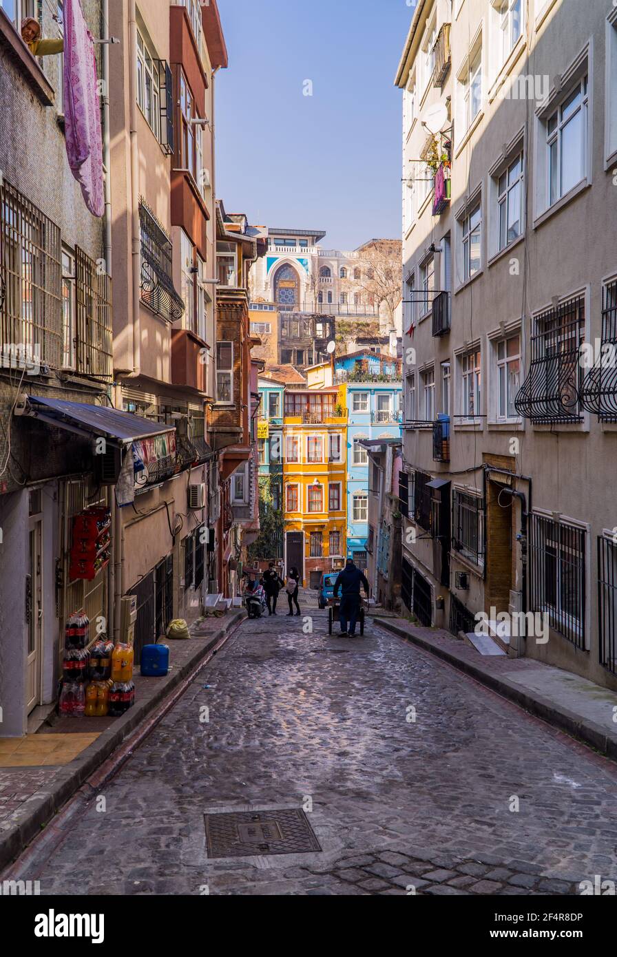 Balat, Istanbul, Turkey - February 23, 2021 - street photography of a ...