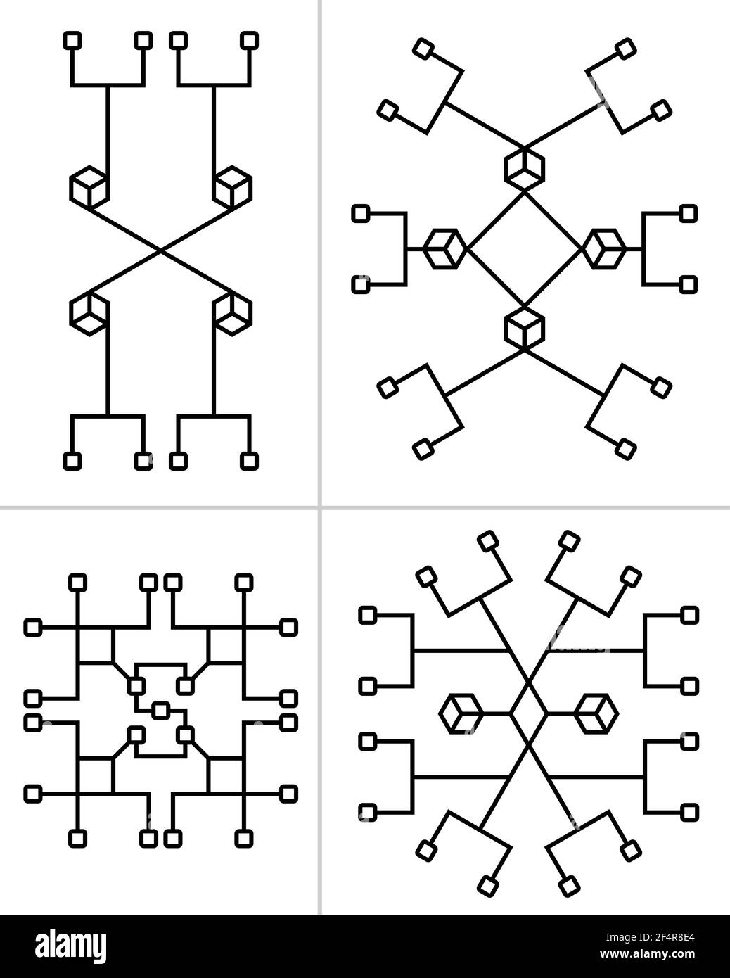 Network Connection, Hub, Social Network Isolated Flat Line Icon Vector ...