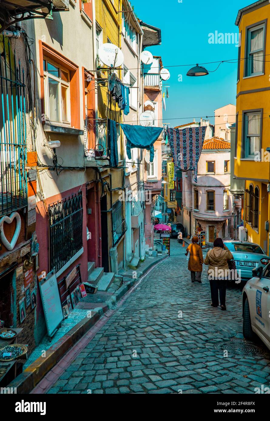 Balat, Istanbul, Turkey - February 23, 2021 - street photography of a ...
