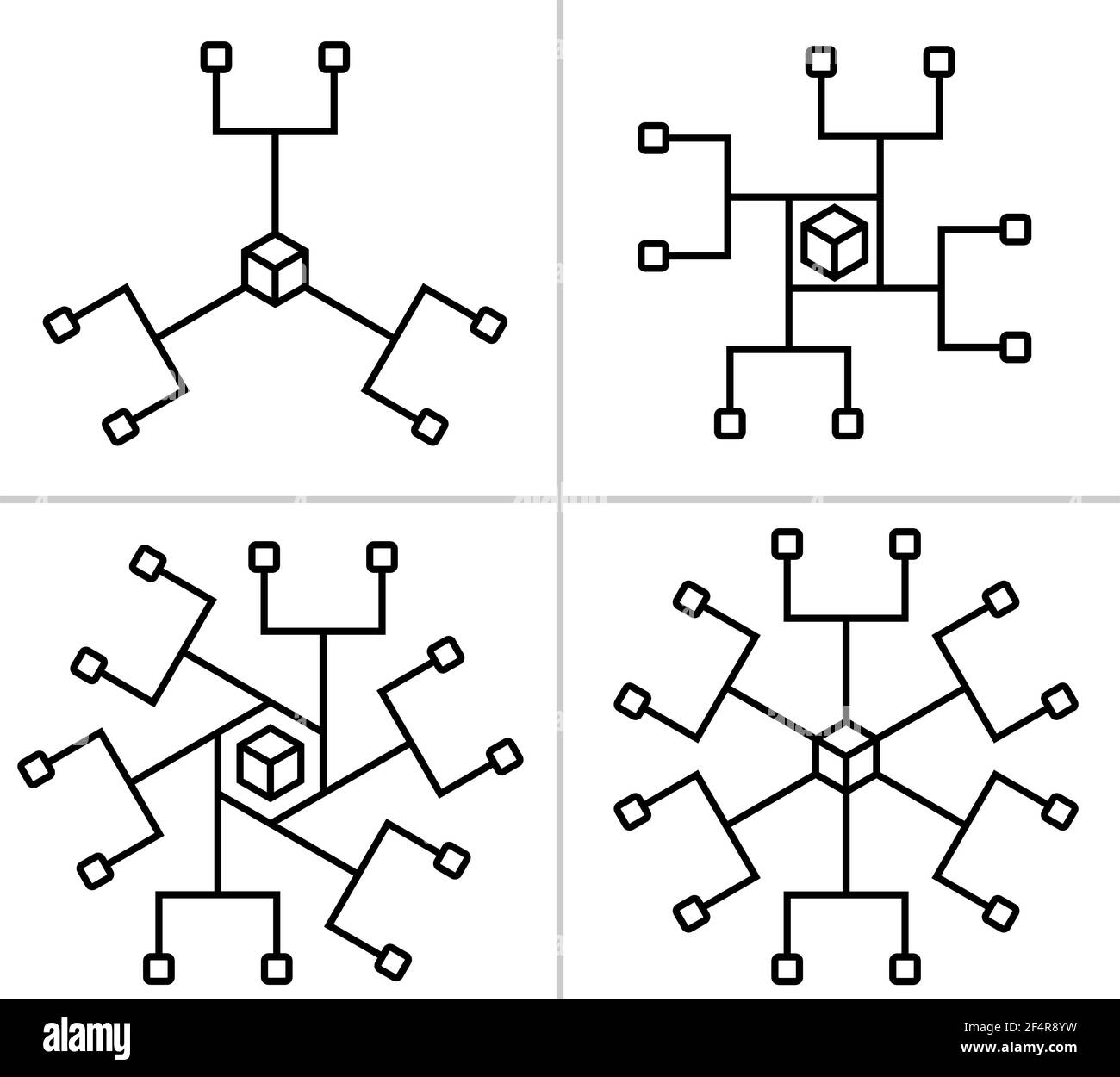 Network Connection, Hub, Social Network Isolated Flat Line Icon Vector ...