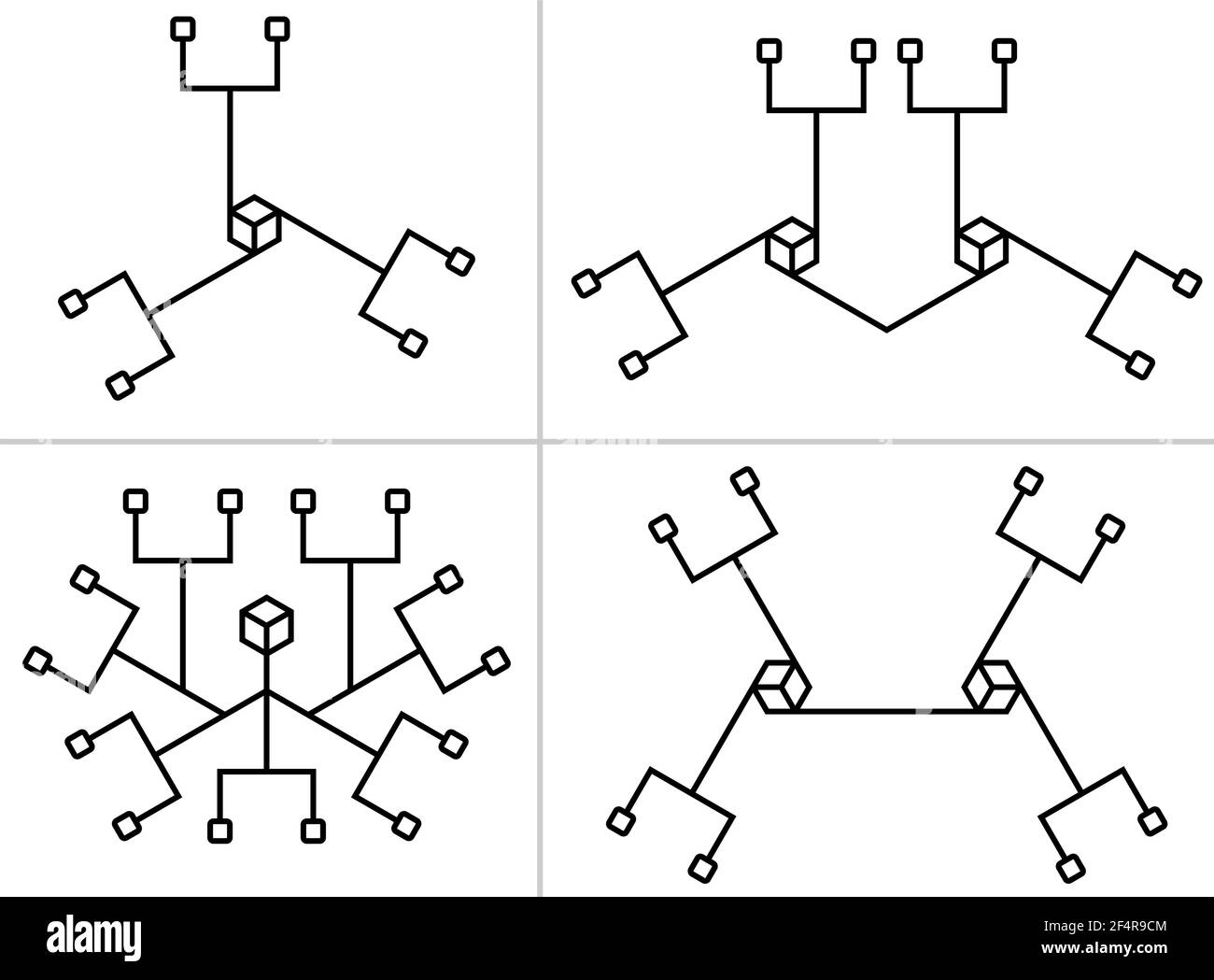 Network Connection, Hub, Social Network Isolated Flat Line Icon Vector ...
