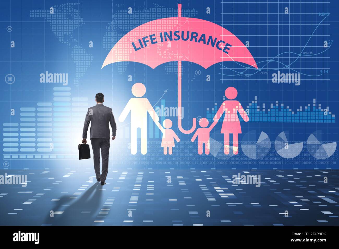 Life insurance concept with family under the umbrella Stock Photo - Alamy