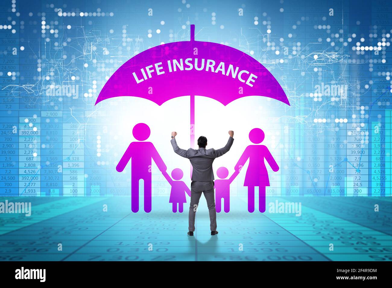 Life insurance concept with family under the umbrella Stock Photo - Alamy