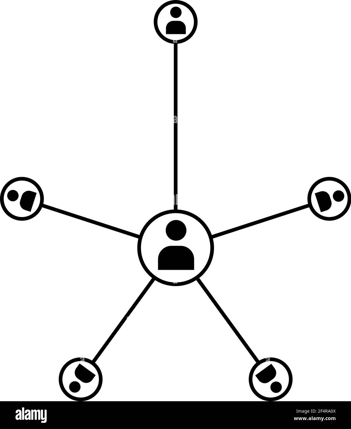 Network Connection, Hub, Social Network Isolated Flat Line Icon Vector ...