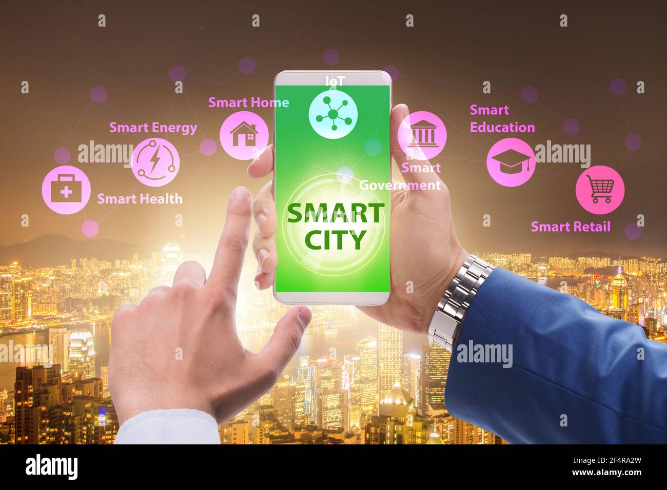Businessman in the smart city modern concept Stock Photo - Alamy