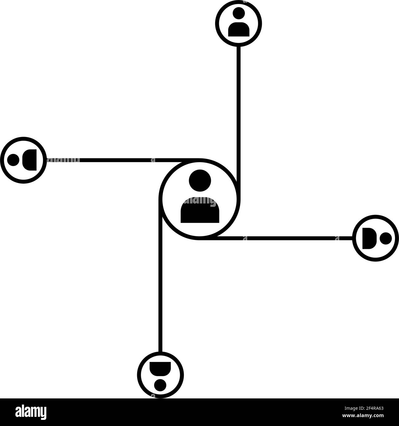 Network Connection, Hub, Social Network Isolated Flat Line Icon Vector ...
