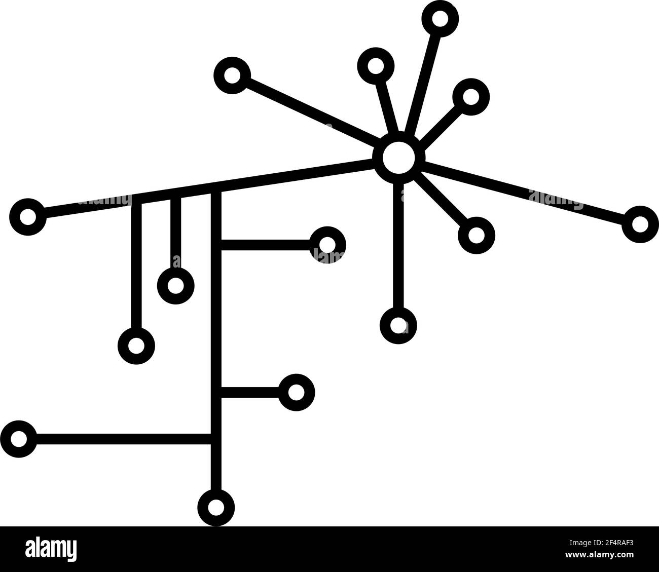 Network Connection, Hub, Social Network Isolated Flat Line Icon Vector ...