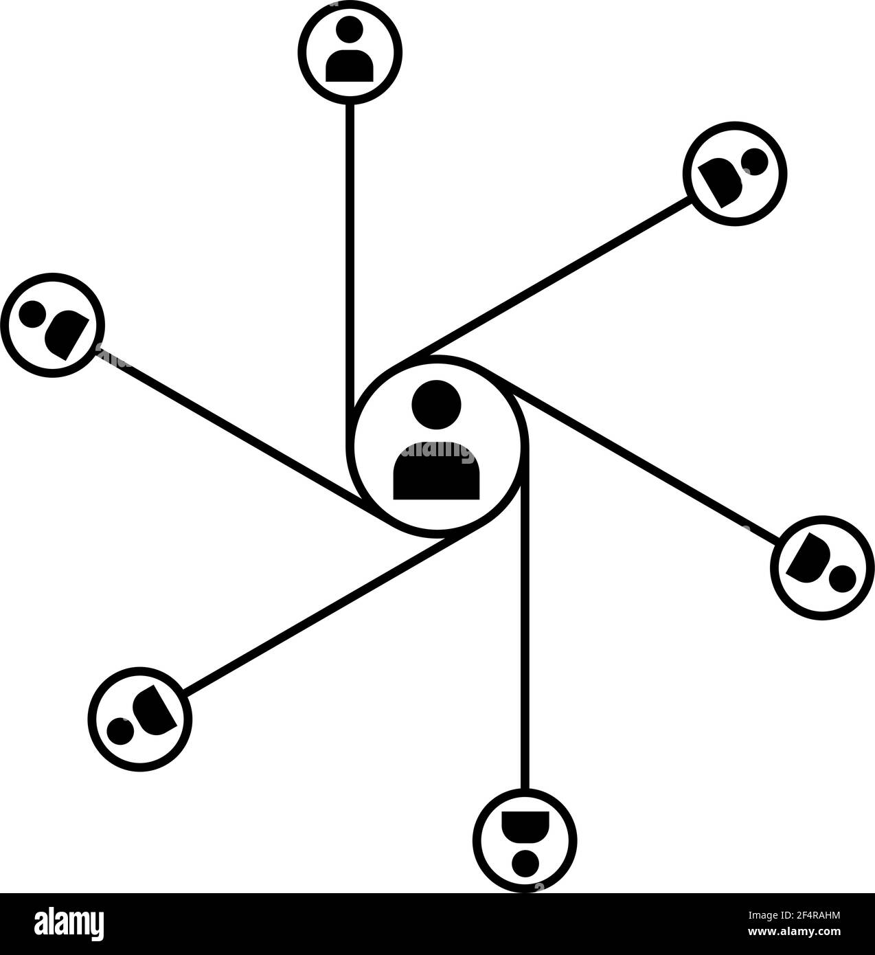 Network Connection, Hub, Social Network Isolated Flat Line Icon Vector ...