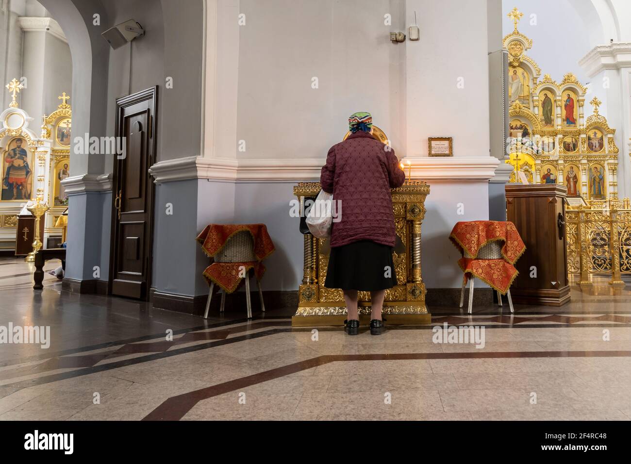 Omsk, Russia - September 13, 2019: Interior of Golden Dormition ...