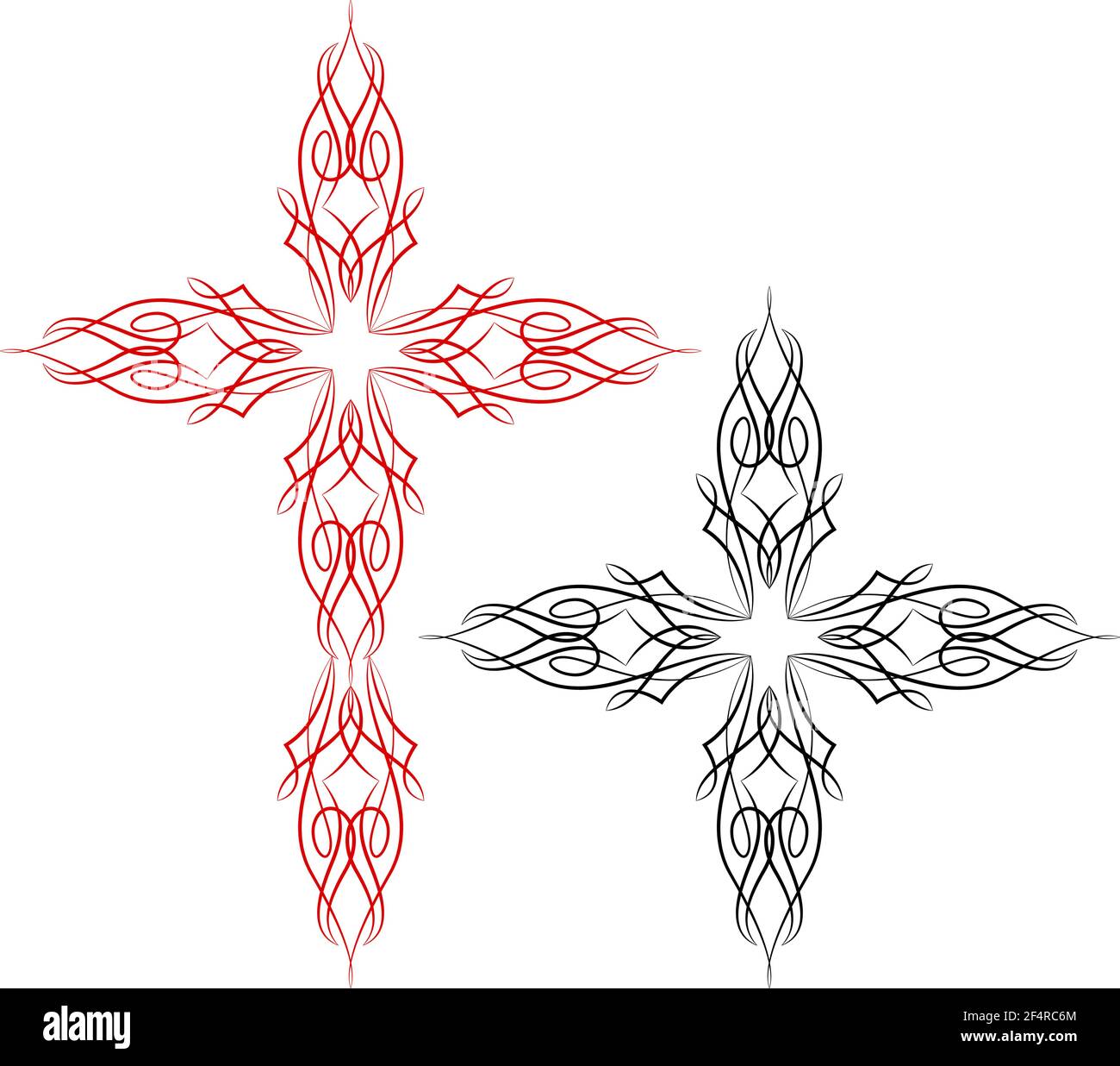 Pinstripe Christian Cross : Vinyl Ready Design Vector Art Illustration ...