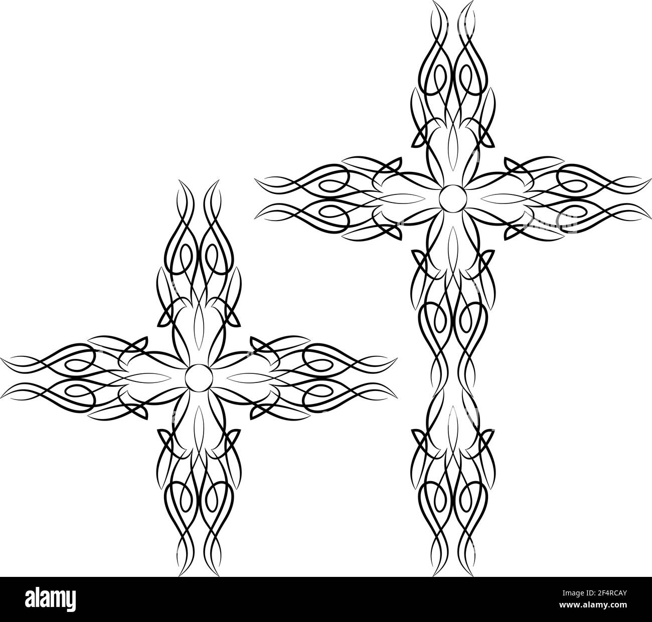 Pinstripe Christian Cross : Vinyl Ready Design Vector Art Illustration ...